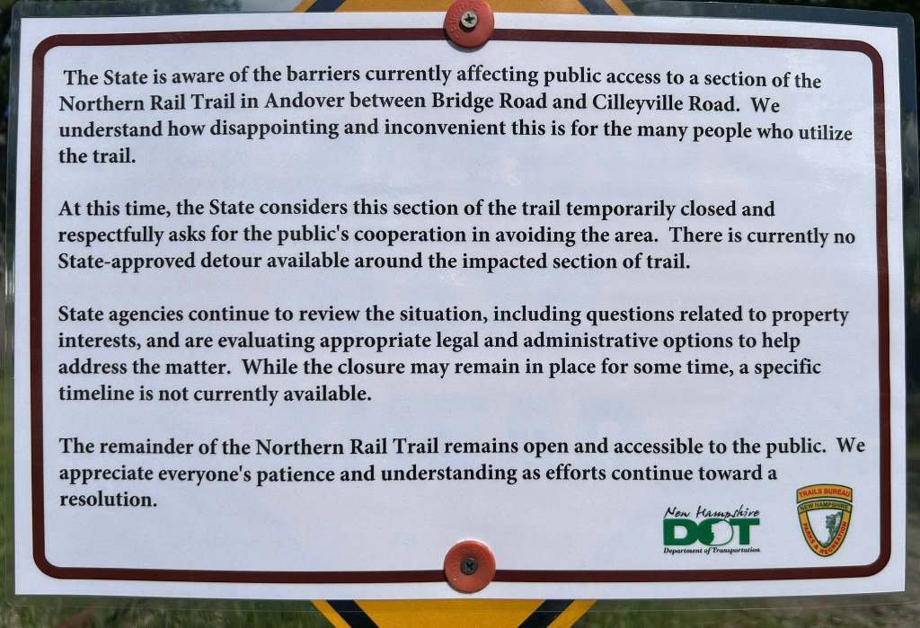 Andover's Northern Rail Trail blocked by land dispute - Concord Monitor